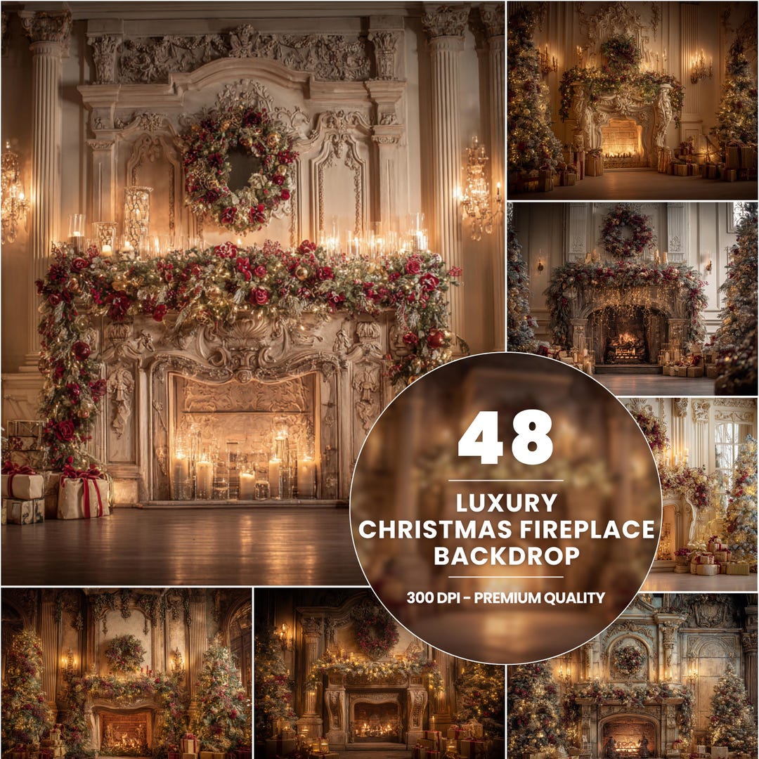 48 Luxury Christmas Fireplace Backdrops: Elegant Holiday Scenes ...