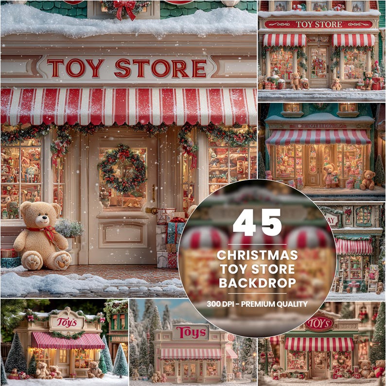 Christmas Toy Store Backdrop: 45 Festive Shop Window Scenes (digital ...