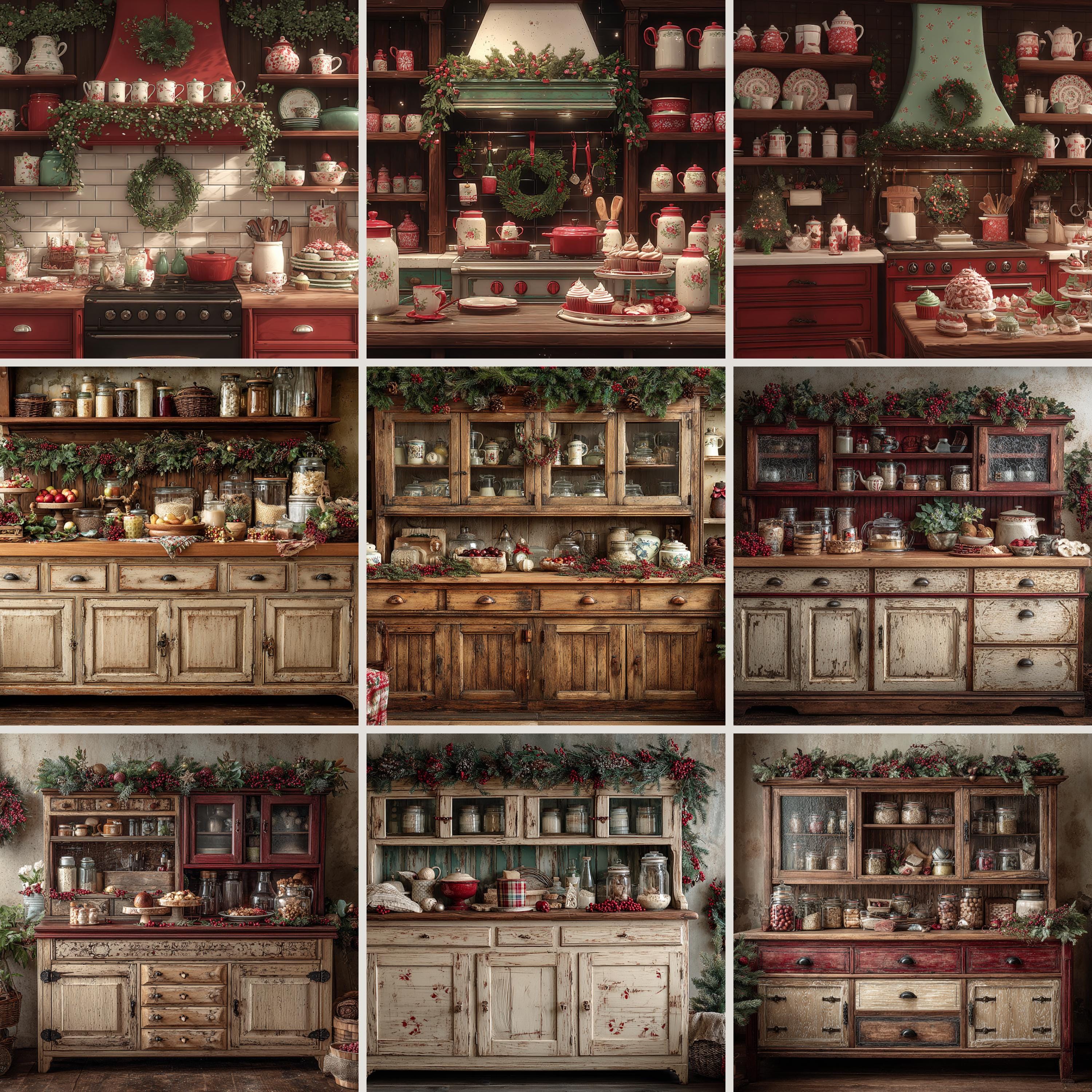 Christmas Kitchen Backdrops: Rustic Holiday Baking Scenes (300 DPI ...