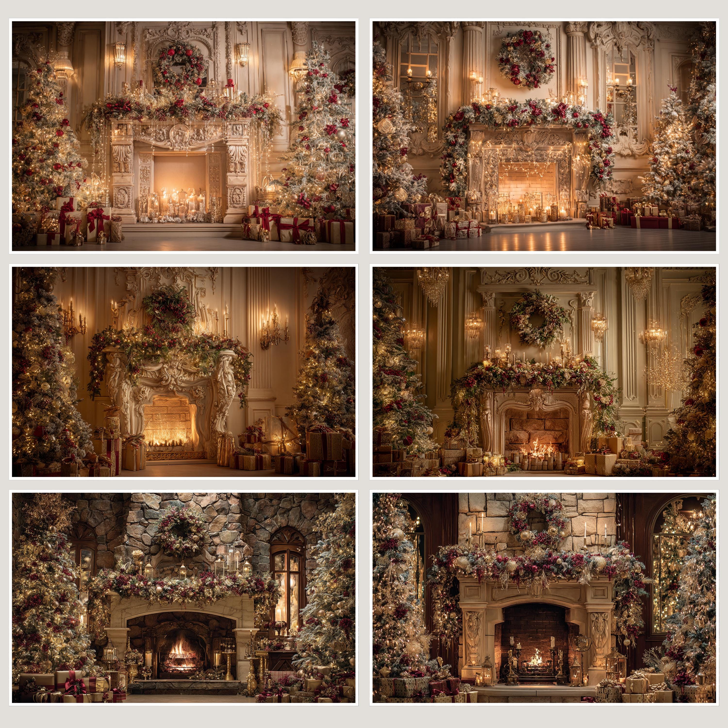 48 Luxury Christmas Fireplace Backdrops: Elegant Holiday Scenes ...