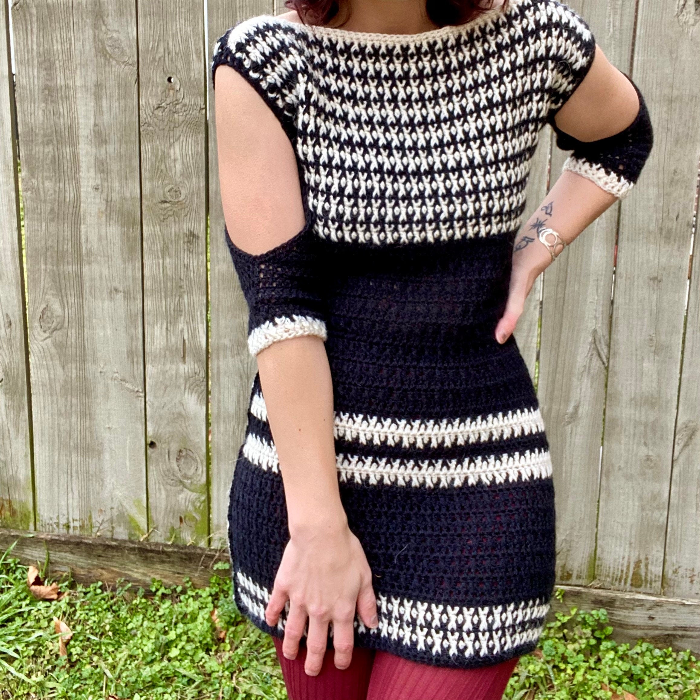 Solar Eclipse Dress Crochet Pattern, Size Small, Peek-a- Boo Sleeves - Etsy