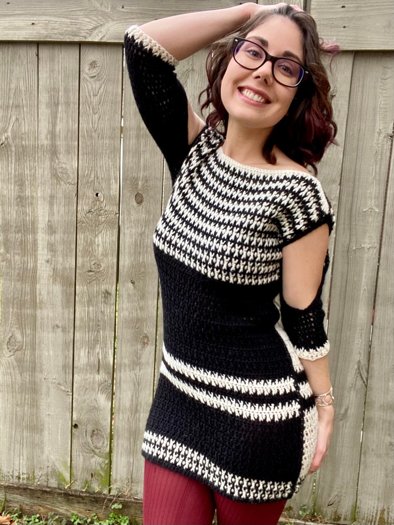 Solar Eclipse Dress Crochet Pattern, Size Small, Peek-a- Boo Sleeves - Etsy