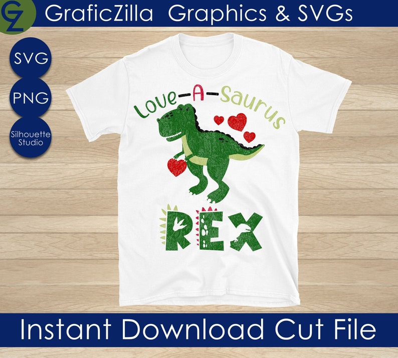 Love-a-saurus Rex SVG T-rex SVG Valentines Day Dinosaur - Etsy