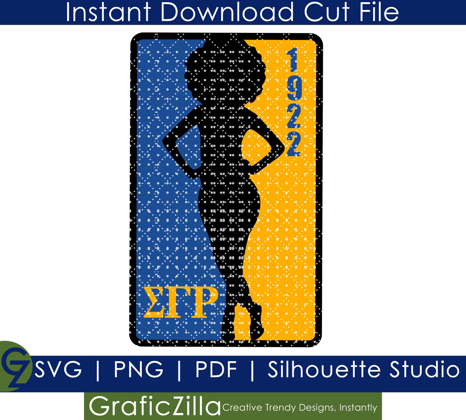 Sigma Gamma Rho SVG, HBCU, SGR, Woman Silhouette, Yellow and Blue Svg ...