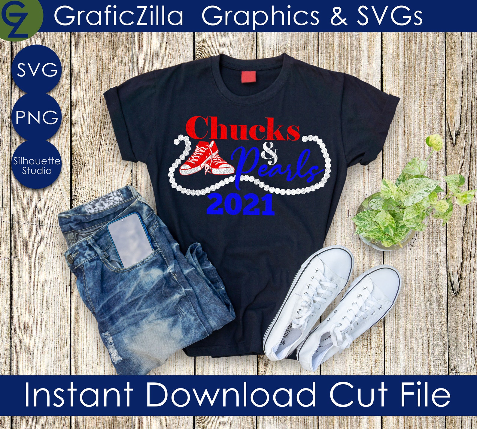 Chucks and Pearls SVG, Chucks Svg, PNG Instant Download, Silhouette ...