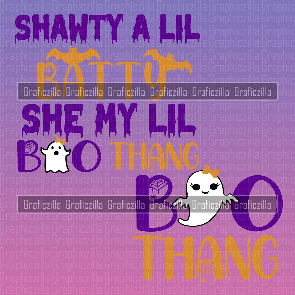 Shawty A Lil Batty Boo Thang Halloween SVG PNG Instant | Etsy