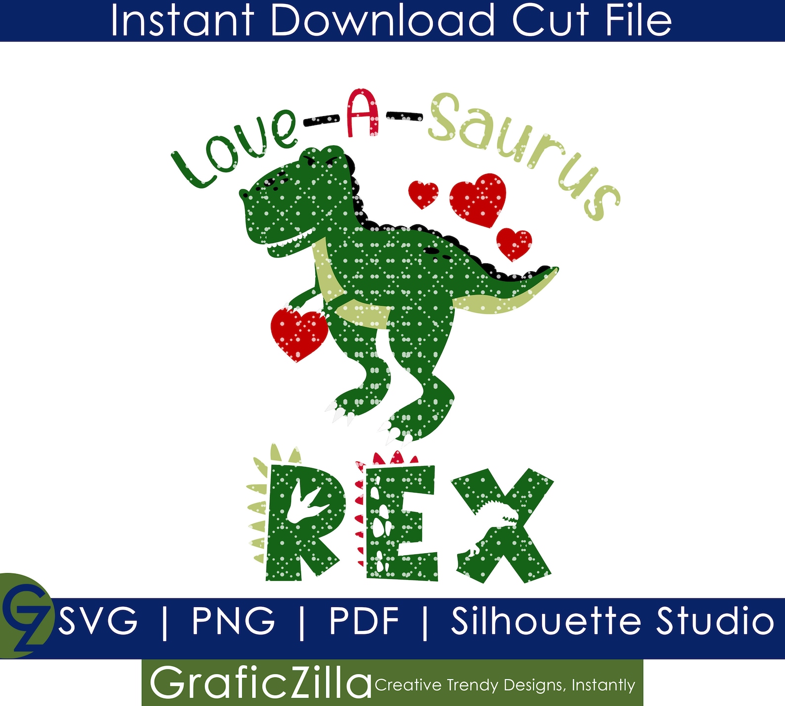 Love-a-saurus Rex SVG T-rex SVG Valentines Day Dinosaur - Etsy