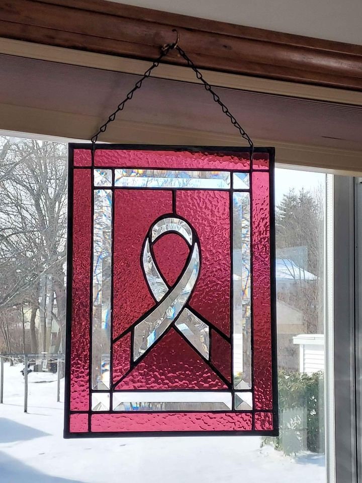 Breast Cancer Awareness Stained Glass Panel - Etsy