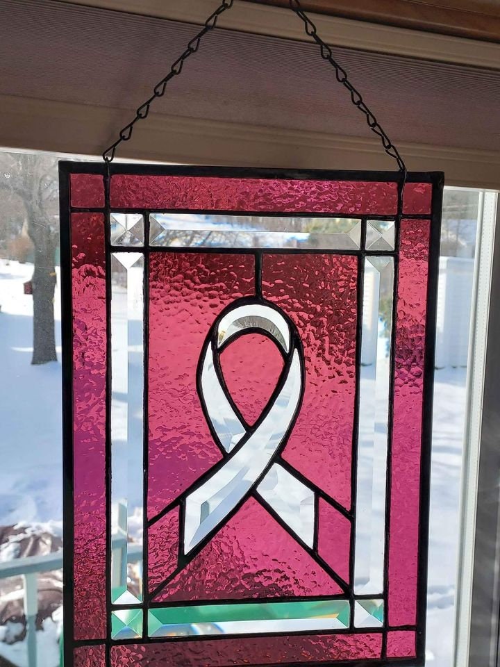 Breast Cancer Awareness Stained Glass Panel - Etsy