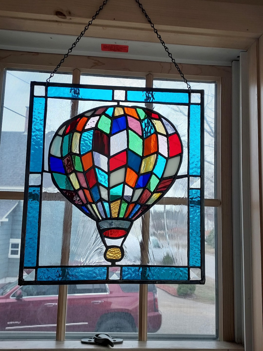 Hot Air Balloon Stained Glass Panel - Etsy