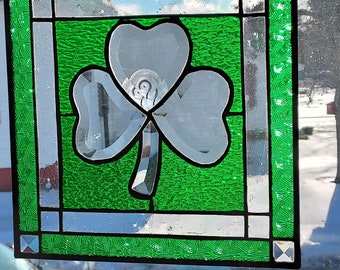 Large Shamrock Stained Glass Suncatcher - Etsy