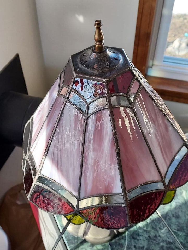 Cranberry Colored Stained Glass Lamp - Etsy