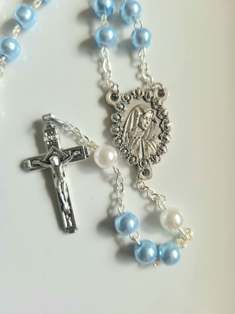 Light Blue Rosary - Etsy