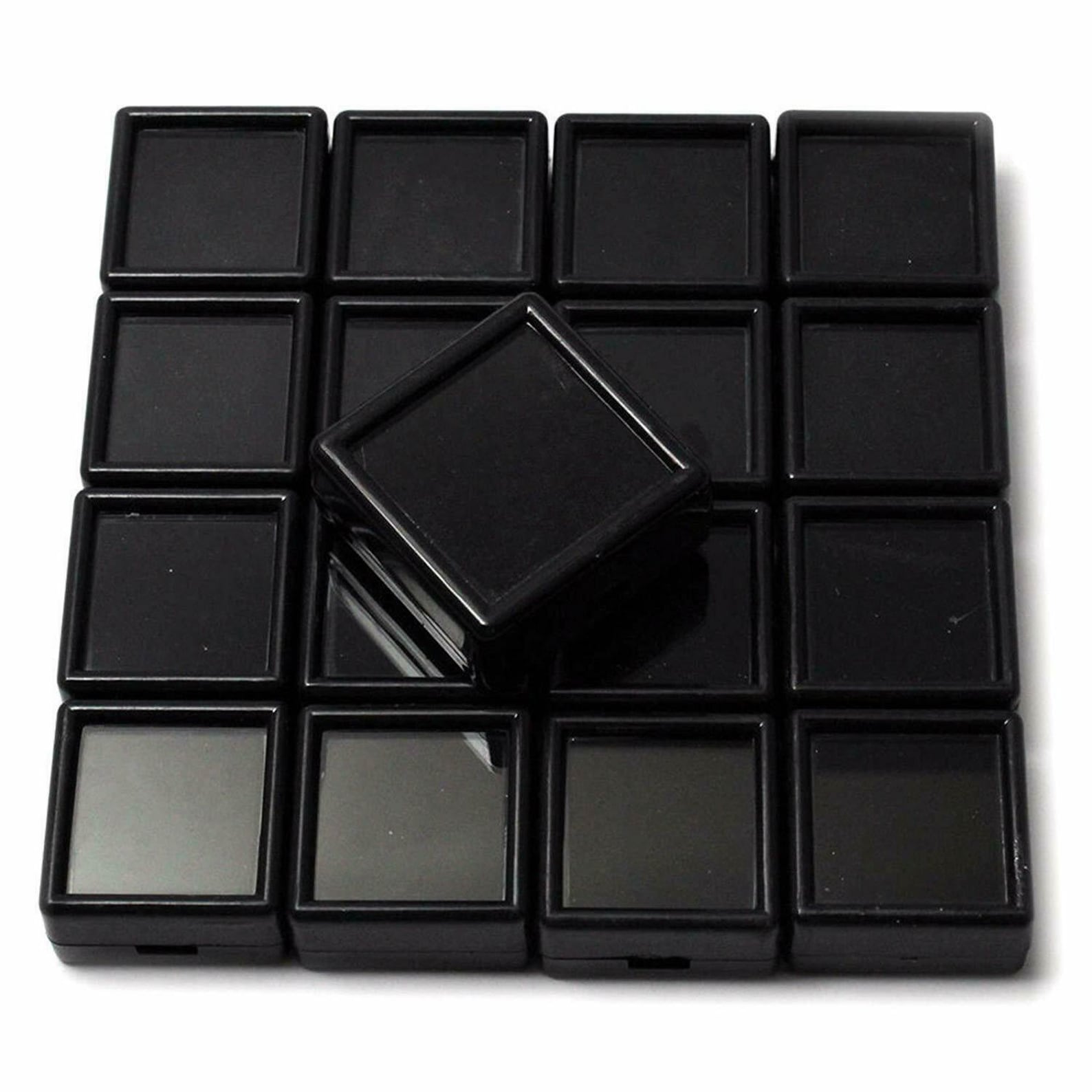 240 Pcs 3 X 3 Cm Black Gem Display Plastic Box Storage Containers Gems ...