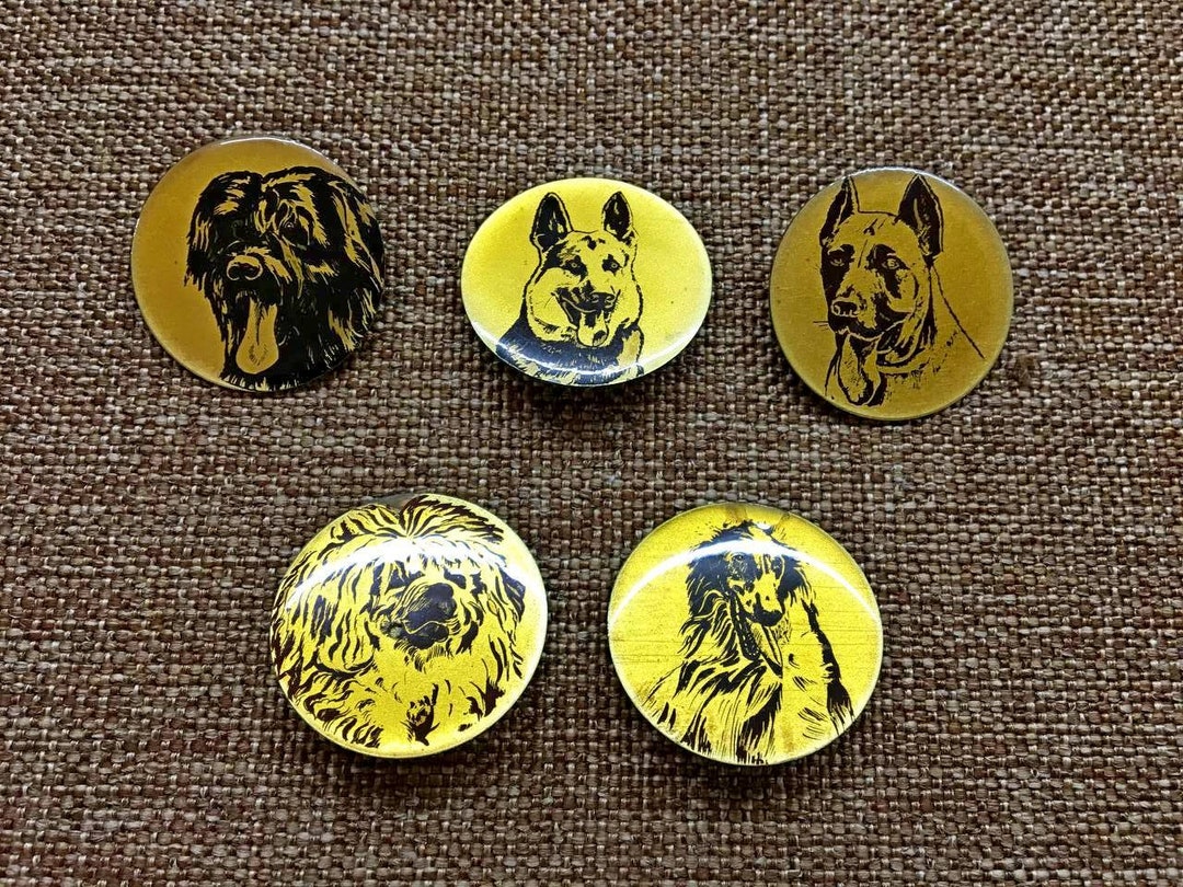 Vintage Soviet Canine Elegance - Set of 5 Dog Breed Badges - Etsy