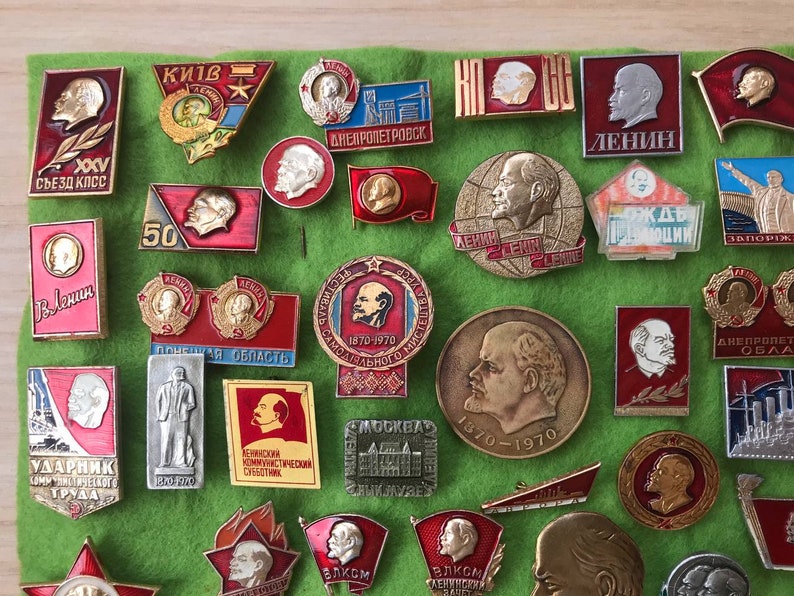 Vintage Soviet Lenin Badges Collection, Communist Party Pins (81 Pieces ...
