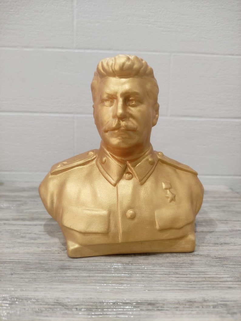 Bust of Joseph Stalin Dzhugashvili gold. Handmade. Sculptural Plaster ...