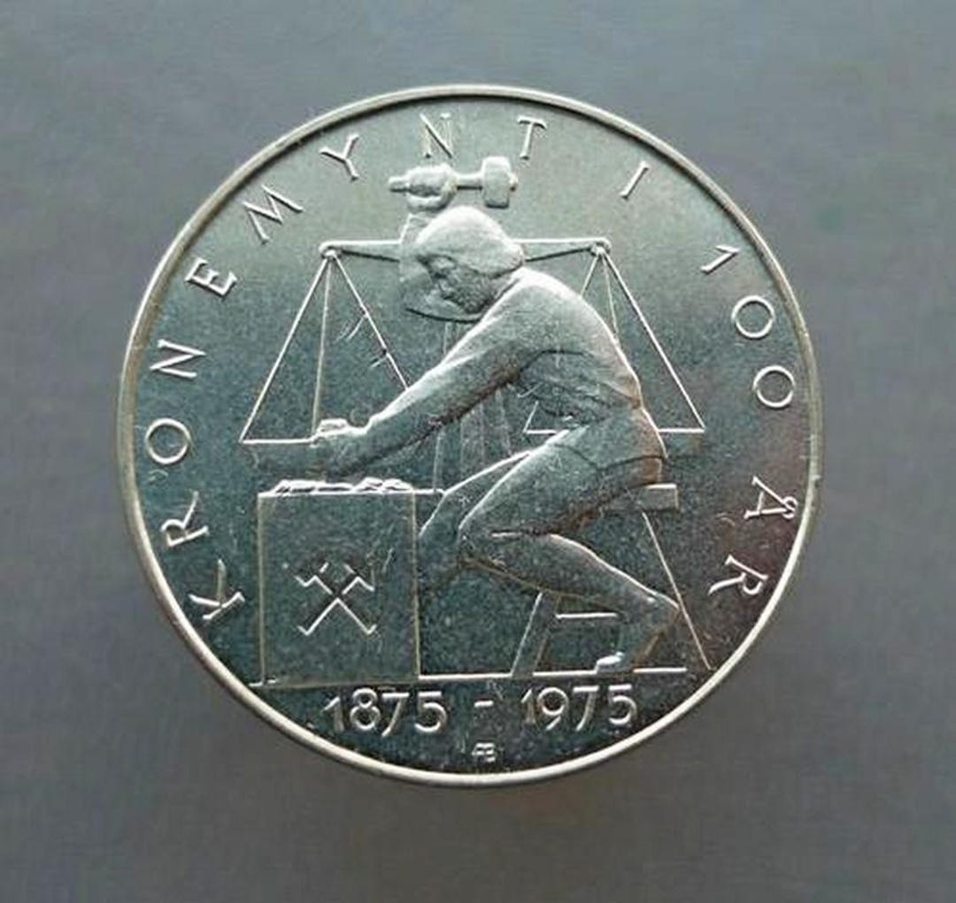 Norway 5 Kroner Coin – 1975 – Olaf V – 100th Anniversary of the Mint - Etsy