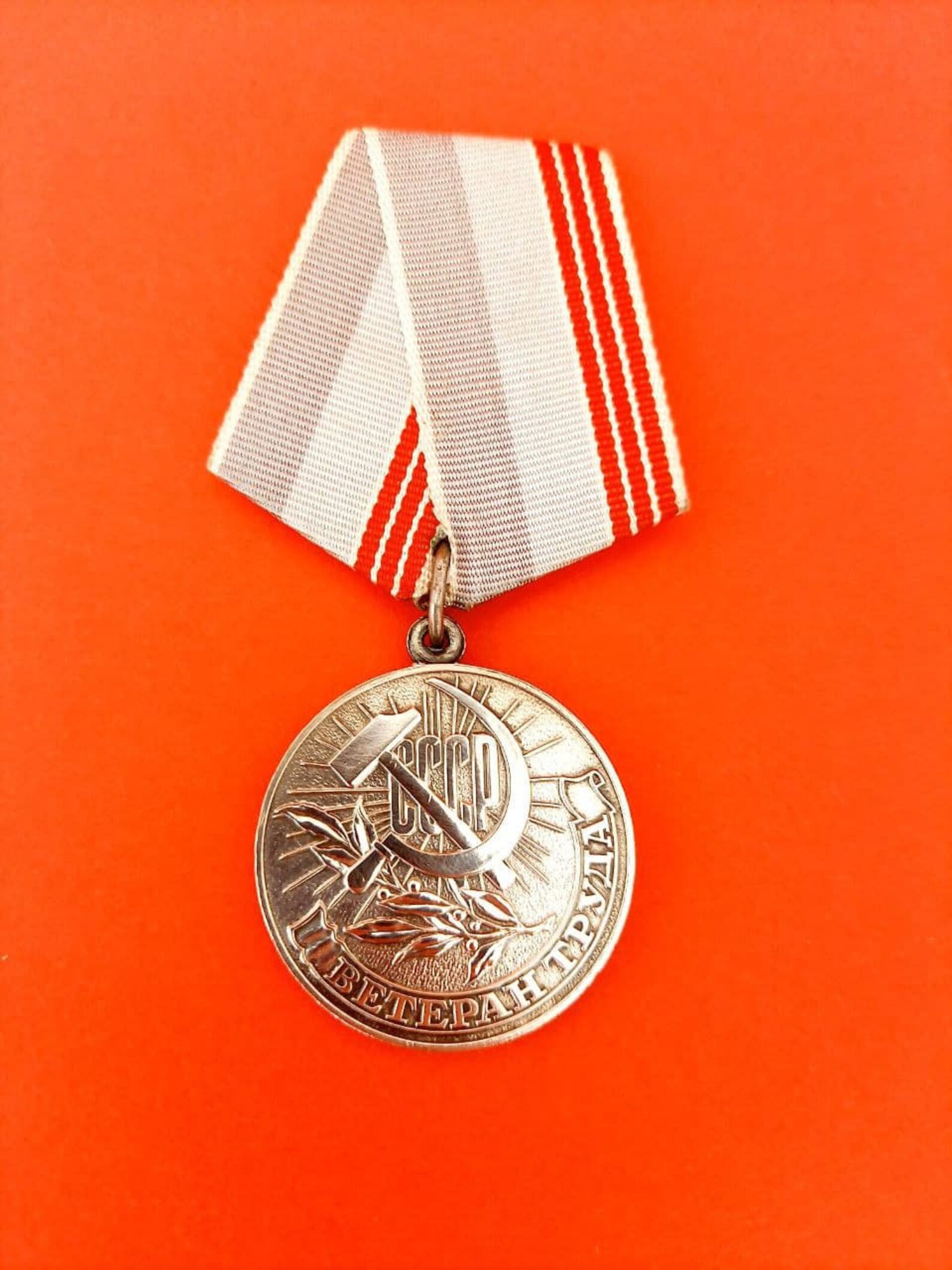 Communist Medal. Labor Reward. Hammer and Sickle . Soviet Ukrainian ...