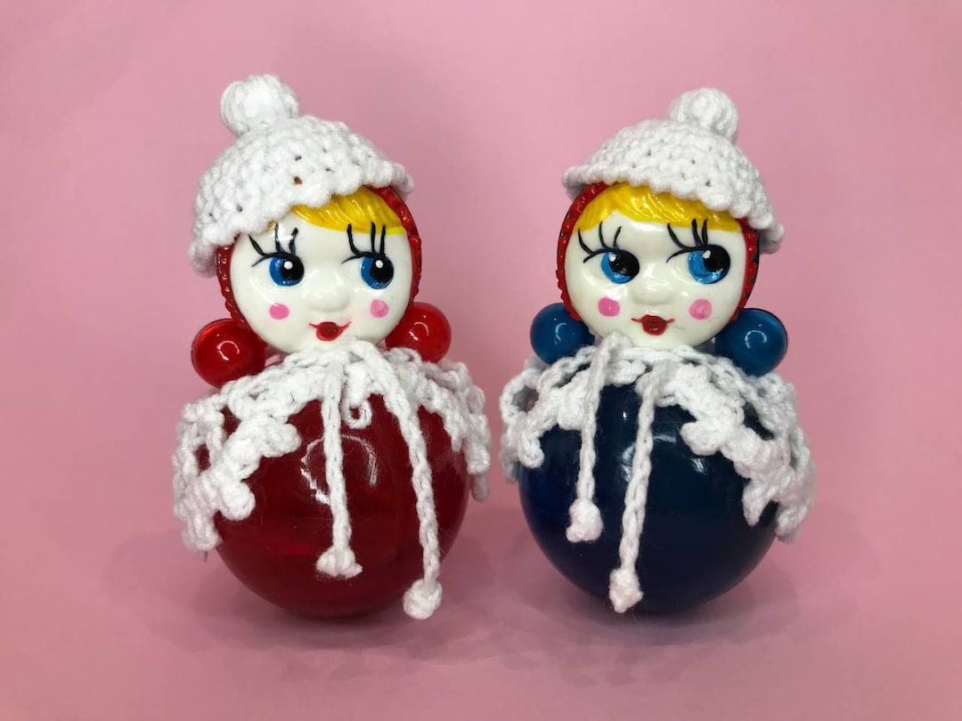 Set of 2 Small Rolly-polly Doll With Cloth Set, Nevalyashka, Nostalgic ...