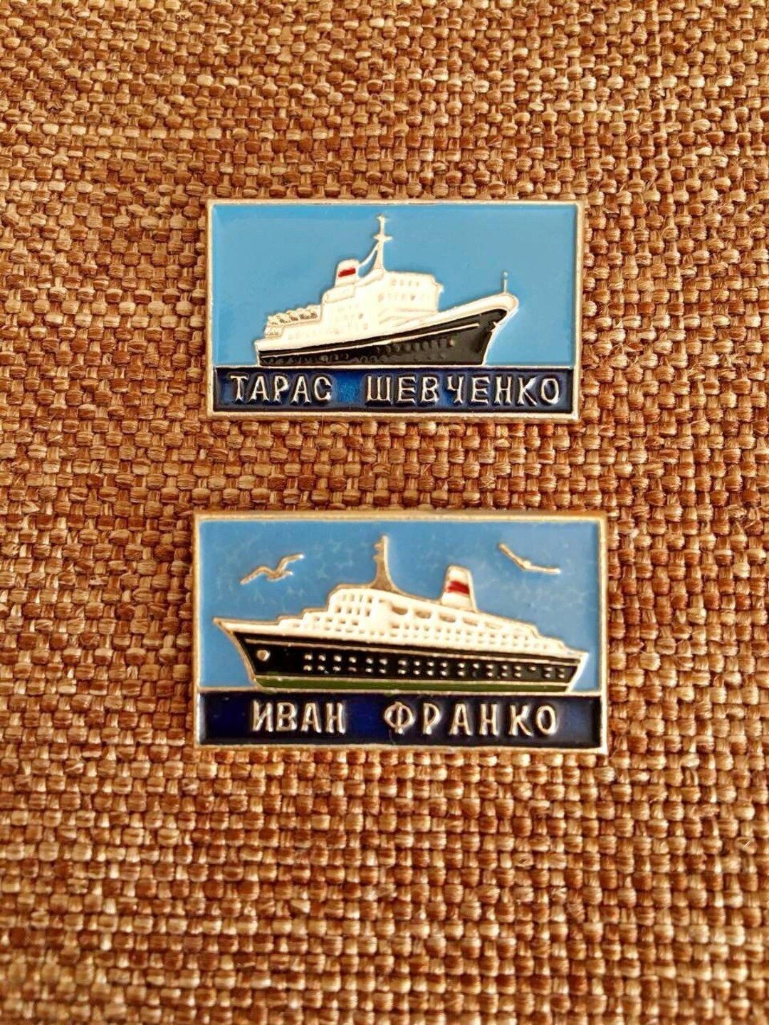 Vintage Badges Ukraine Ship "taras-shevchenko" and "ivan Franko ...