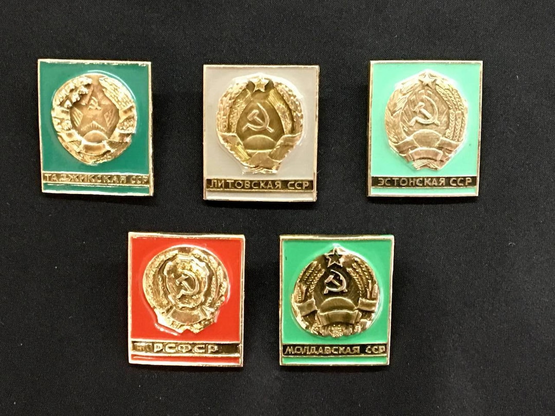 Soviet Union Republic Badges, USSR Coat of Arms, Faleristics, Set of 5 ...