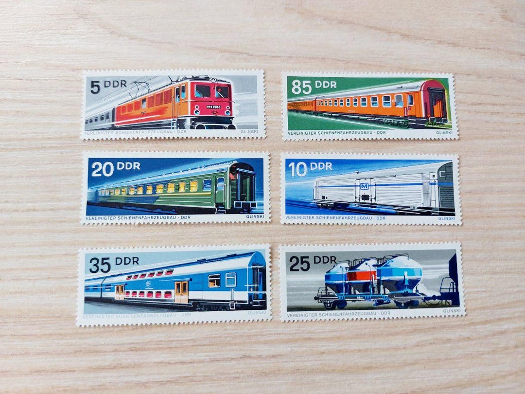Vintage GDR Postage Stamps 1973 — Transport Series: Trains, Carriages ...
