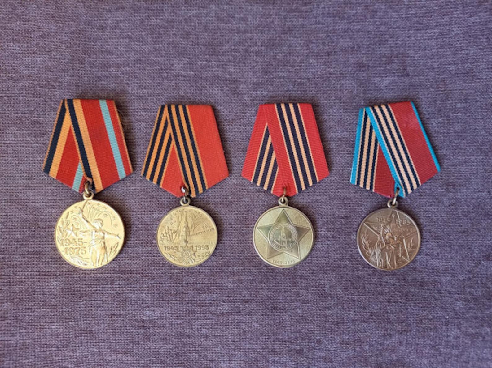 Lot of 4 medals with ribbons WW2 Soviet USSR Russian Veteran | Etsy