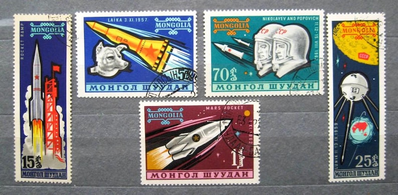Rare Mongolia Postage Stamps – Space Exploration (1963, 5 Pieces) - Etsy