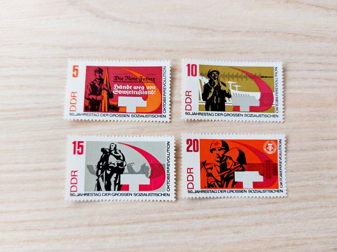 Vintage GDR Postage Stamps 1967 — 50th Anniversary of the October ...