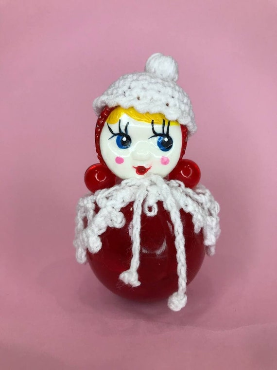 Weebly Wobbly Rolly Polly Small Dark Red Doll With Cloth Set | Etsy