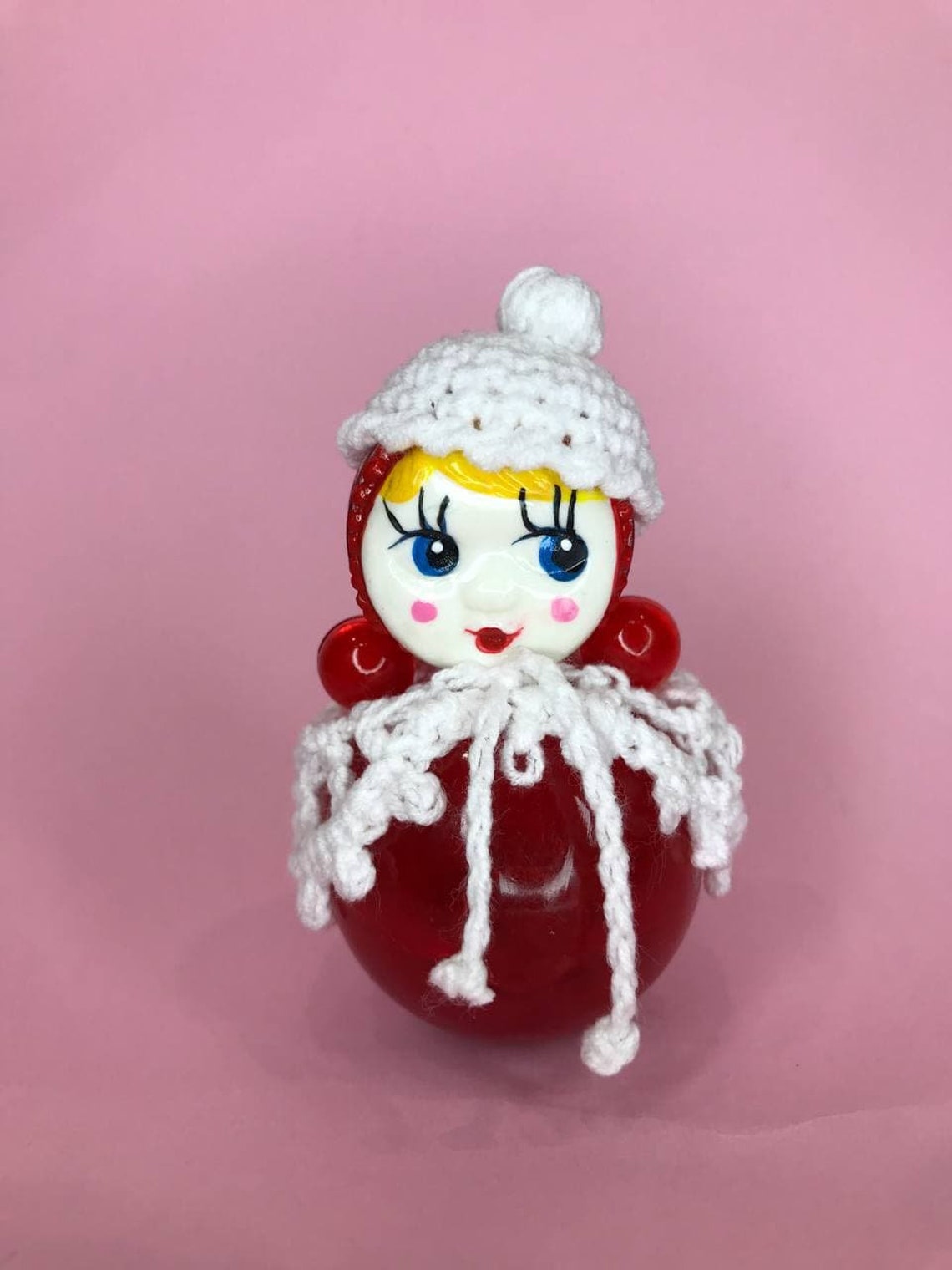 Weebly Wobbly Rolly Polly Small Dark Red Doll With Cloth Set - Etsy