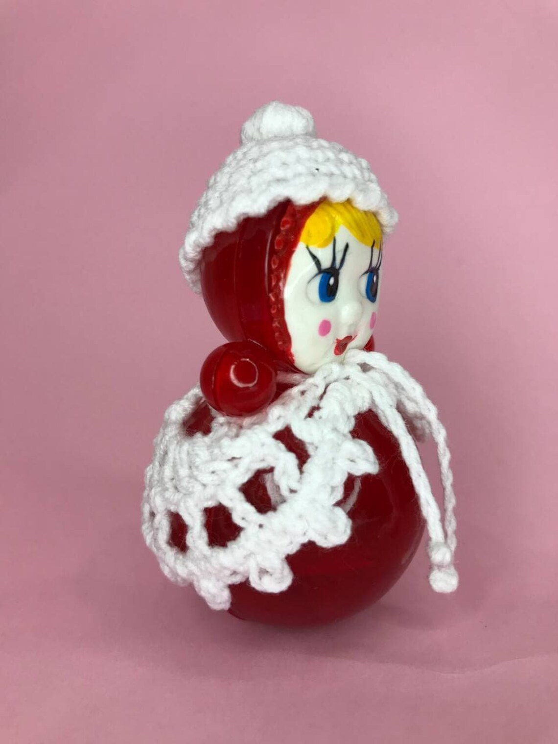 Weebly Wobbly Rolly Polly Small Dark Red Doll With Cloth Set | Etsy