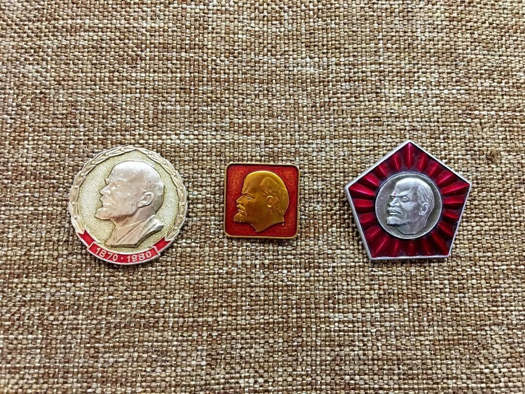 Soviet Badges With Lenin, Set of 3, USSR Badges, Soviet Era, Komsomol ...