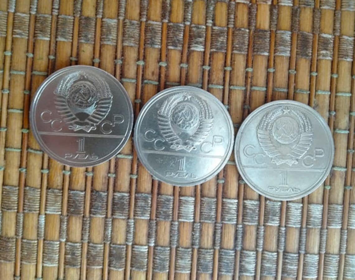 Set of 3 Coins Commemorative Coin 1 Soviet RUB USSR Olympic - Etsy