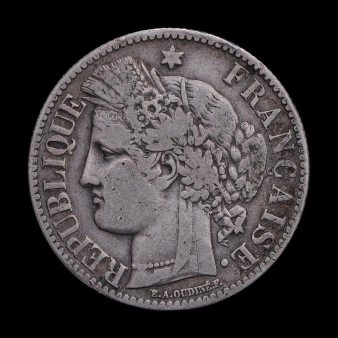 Rare Vintage French Coin – 2 Francs 1871 (A – Paris Mint), Cercée Type ...