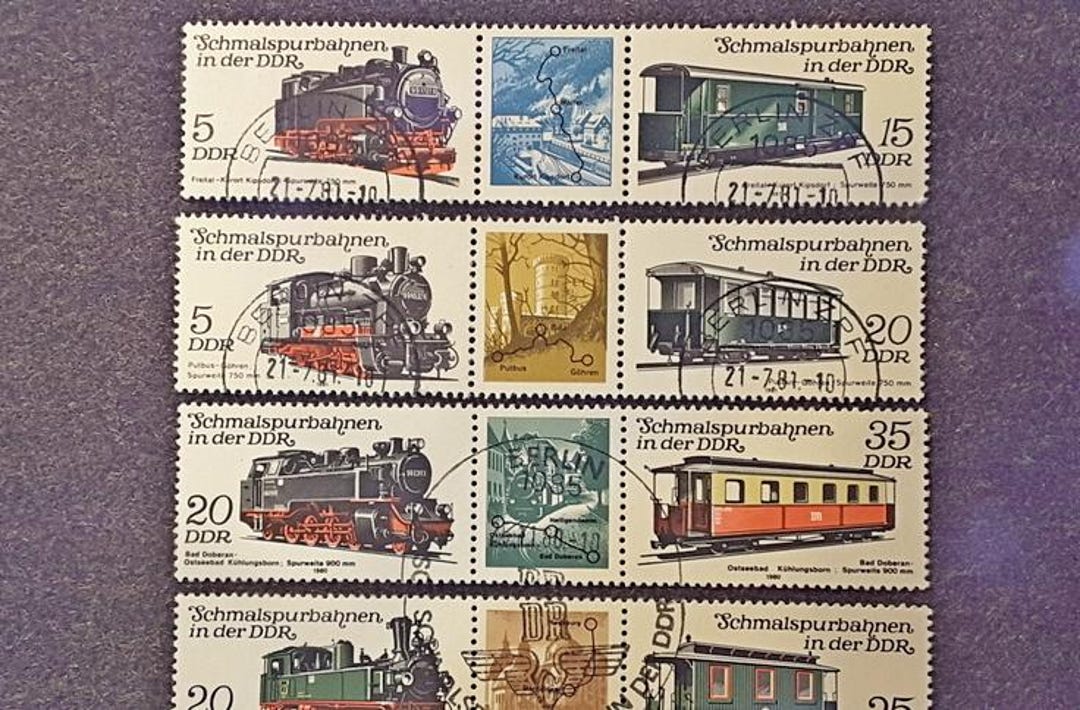 1980 GDR East Germany Postage Stamps – Steam Locomotives and Railway ...