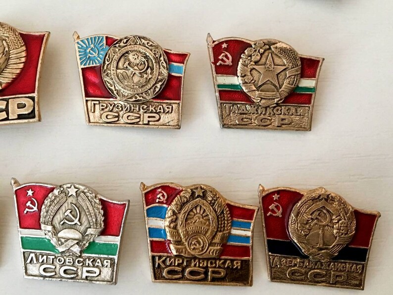 A Set of 14 Unique Badges Each Depicting the Flag and Coat of - Etsy