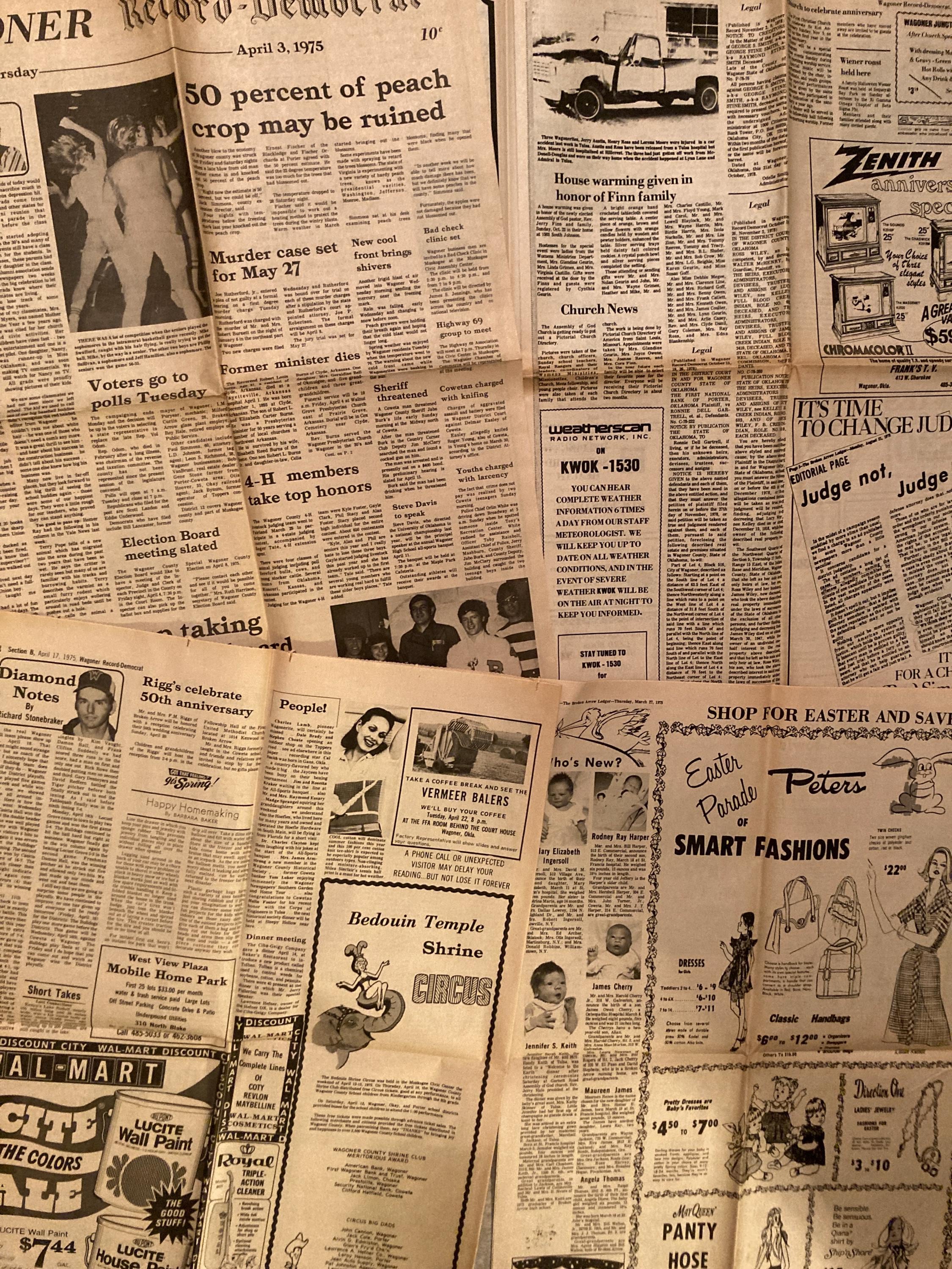 1 Lb Vintage 1970s Newspapers Lot - Aged Yellowed Newsprint for ...