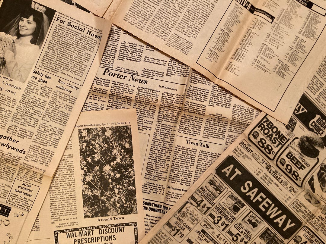 1 Lb Vintage 1970s Newspapers Lot - Aged Yellowed Newsprint for ...