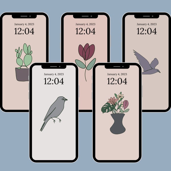 5 Phone Floral Birds Wallpaper Digital Download iPhone Screen Art Saver ...