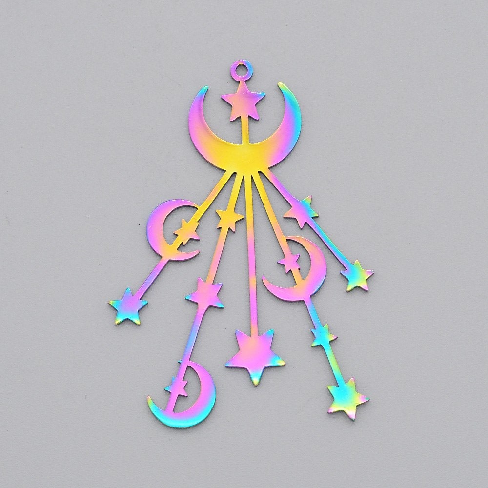 Rainbow Metal Moon & Stars Laser Cut Stainless Steel - Etsy