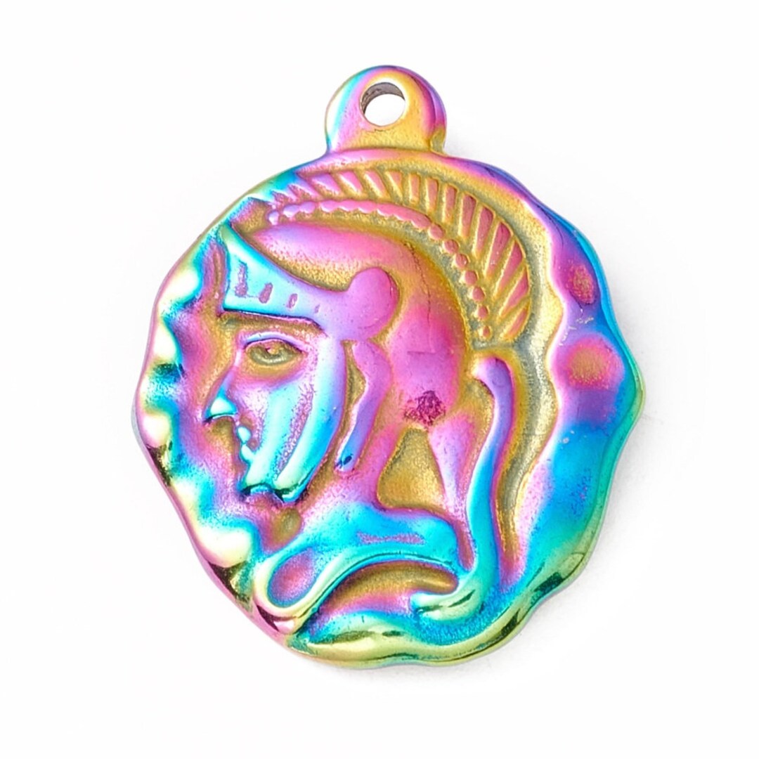 Rainbow Metal, Antique Armored Soldier Guard, Pendant Thick Solid 304 ...