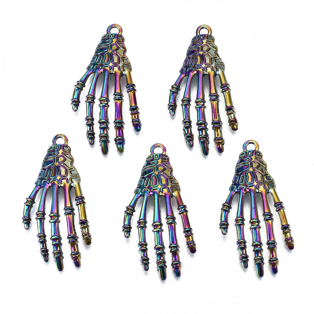 Rainbow Metal, Skeleton Hand, Creepy Hand, Rainbow Alloy Pendants, 3D ...