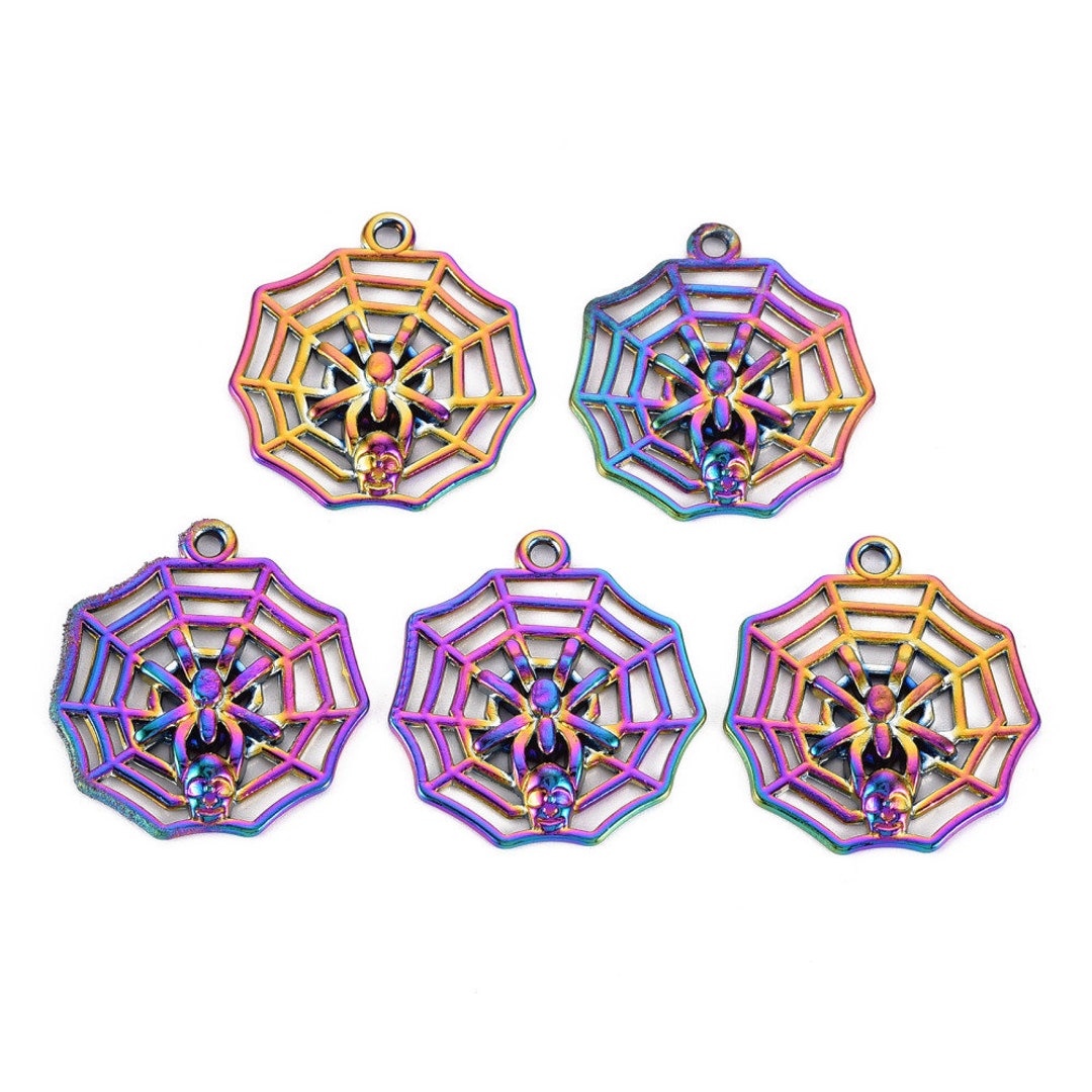 Rainbow Metal, Spider Web, Rainbow Alloy Pendants, Nickel Free, for ...