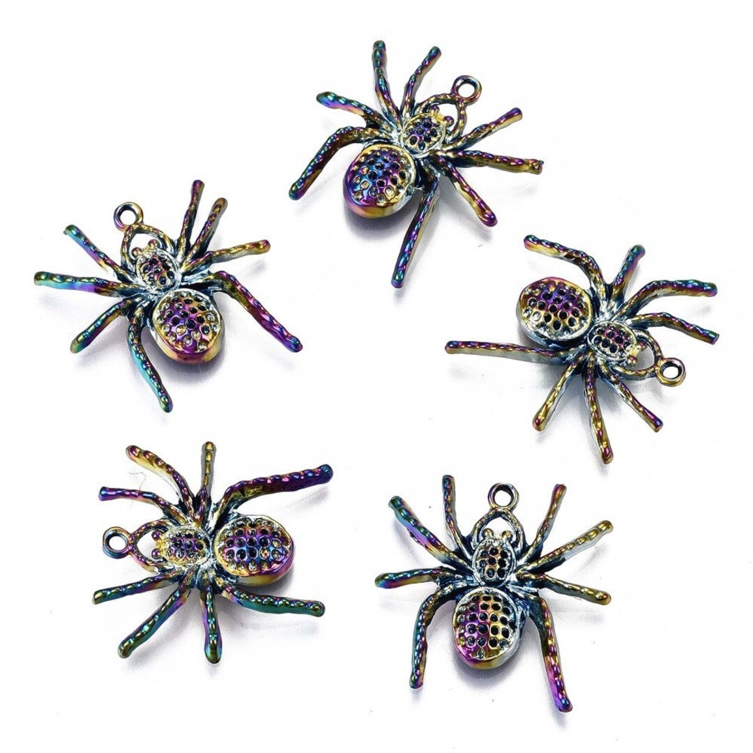 Rainbow Metal, Thick Creepy Spider, Rainbow Alloy Pendants, 3D Front ...