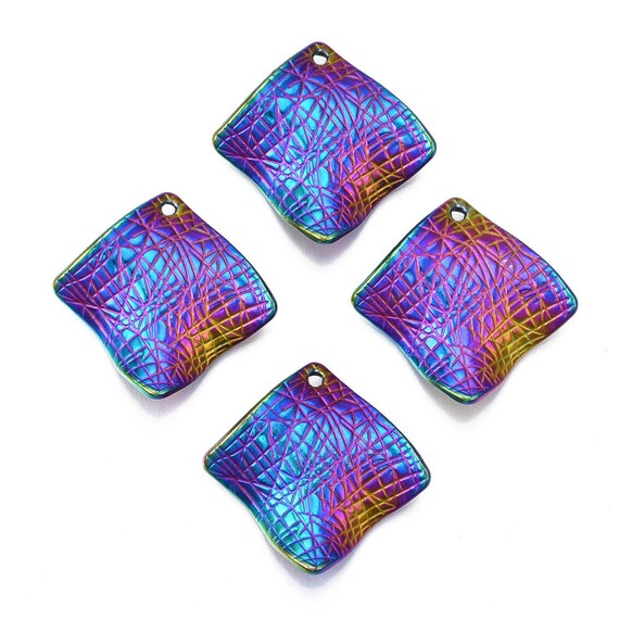 Rainbow Metal Twist Rhombus Rack Plating Rainbow Color Alloy - Etsy