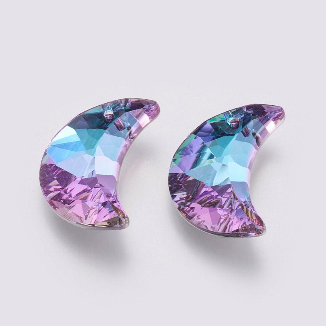 Crescent Moon, Violet Sky, 30mm, K9 Glass Rhinestone Pendants ...