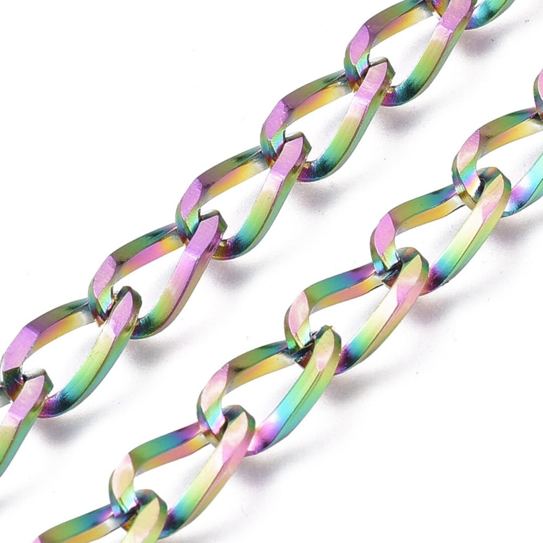 Rainbow Metal, 6mm Wide 304 Stainless Steel Twisted Chains, Curb Chains ...