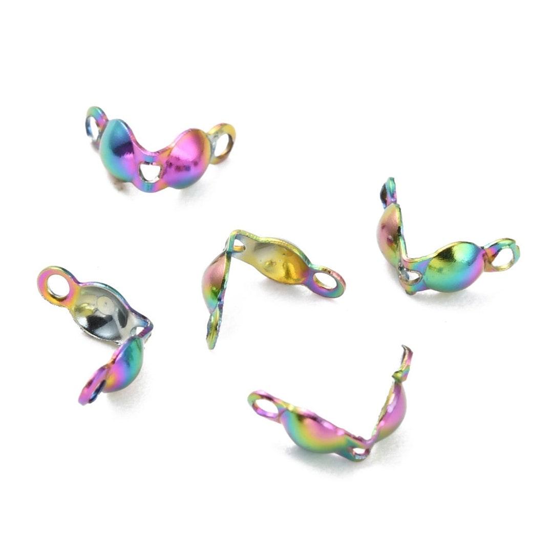 Rainbow Metal, 10 Clamshell Knot Covers, 8mm, Ion Plating(ip) 304 ...